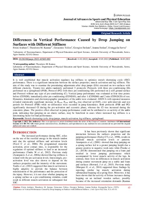 Pdf Differences In Vertical Performance Caused By Drop Jumping On Surfaces With Different
