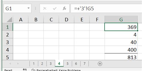 Excel Einen Wert Einer Immer Bestimmten Zeile Aus Mehreren Tabellen In Einer Summierung