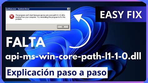 Error Falta Api Ms Win Core Path L1 1 0dll En El Equipo Cómo Arreglarlo 3 Soluciones Youtube