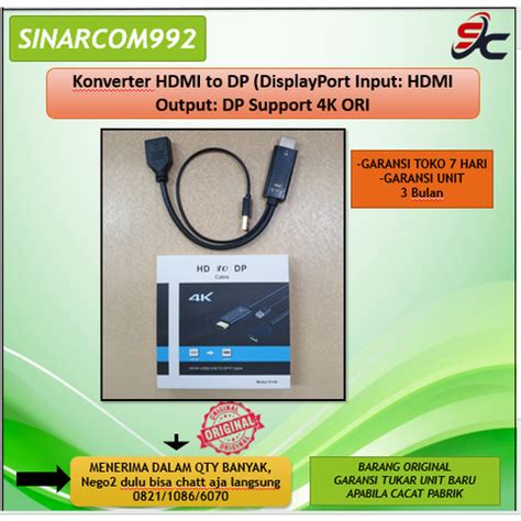 Jual Konverter Hdmi To Dp Displayport Input Hdmi Output Dp Support 4k Ori Barang Jakarta