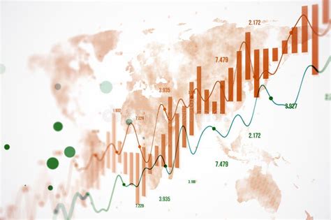Data Visualization With World Map Background 3d Rendering Stock