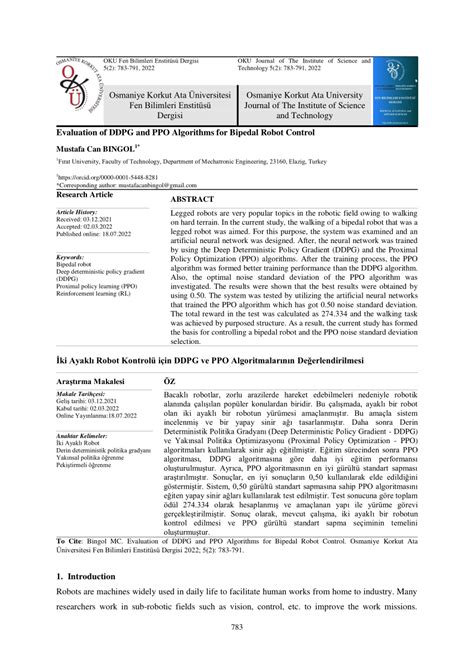 Pdf Evaluation Of Ddpg And Ppo Algorithms For Bipedal Robot Control