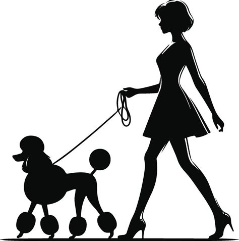 Silhouette Of A Woman Walking Her Poodle 50017538 Vector Art At Vecteezy