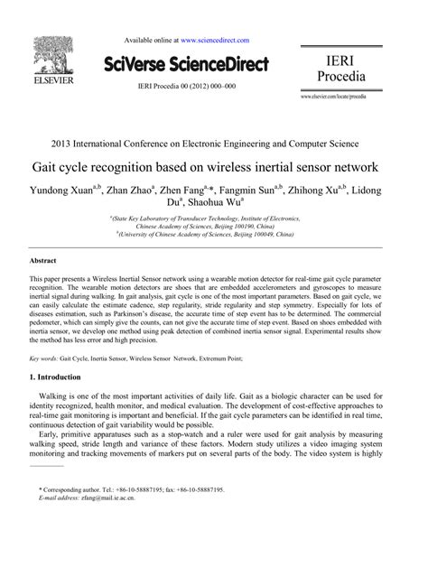 Pdf Gait Cycle Recognition Based On Wireless Inertial Sensor Network
