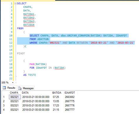 criação consulta utilizando pivot no sql stack overflow em português