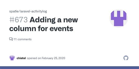 adding a new column for events · issue 673 · spatie laravel
