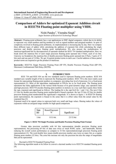 Comparison Of Adders For Optimized Exponent Addition Circuit In Ieee754
