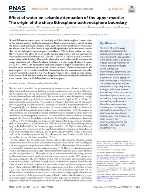 Pdf Effect Of Water On Seismic Attenuation Of The Upper Mantle The