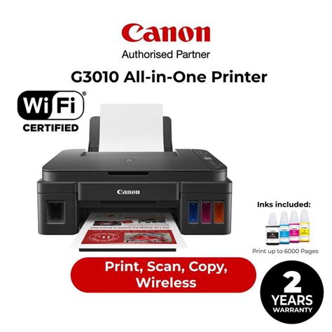 Canon Pixma G3010 Refillable Ink Tank Wireless All In One Printer Come With 4 Ink Bottles
