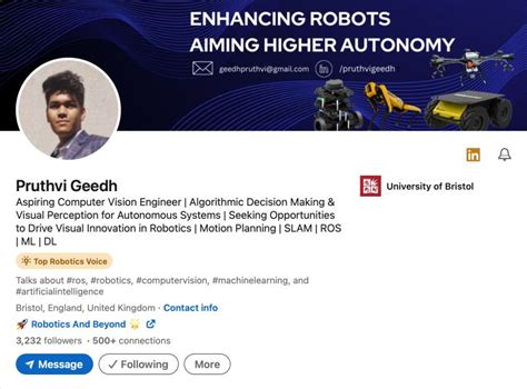 Pruthvi Geedh On Linkedin Robotics Ros Topvoice Innovation Futuretech Ai Computervision