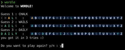Github Harveyhwmwordle A Bashzsh Shell Version Of The Popular Game