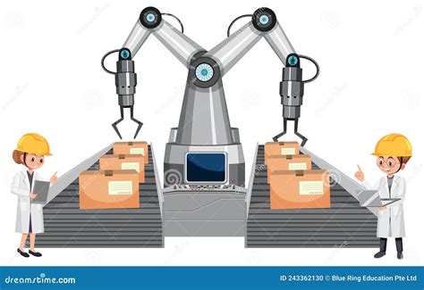 Automation Industry Concept With Assembly Line Robots Stock Vector Illustration Of Product