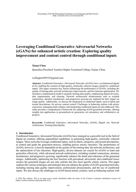 Pdf Leveraging Conditional Generative Adversarial Networks Cgans For Enhanced Artistic