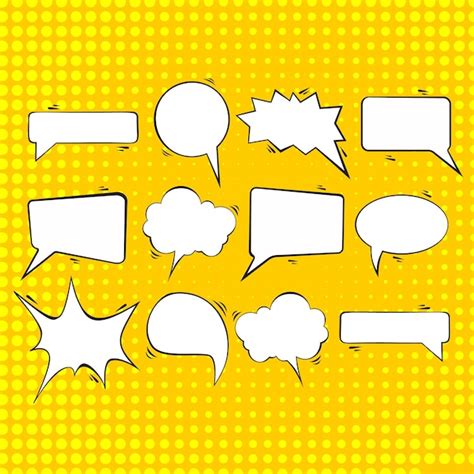 Premium Vector Collection Of Empty Comic Speech Bubbles Retro Cartoon