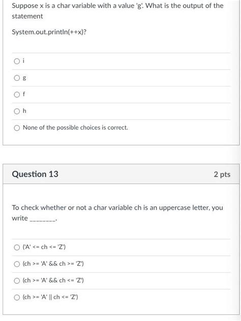 Solved Suppose X Is A Char Variable With A Value G What Is