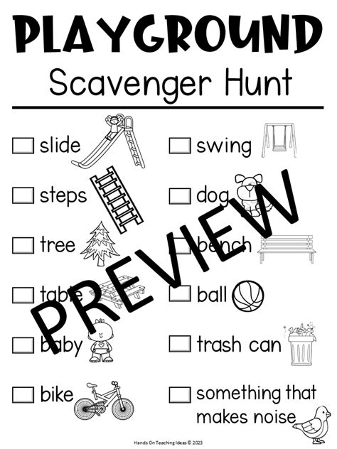 Playground Scavenger Hunt Hands On Teaching Ideas