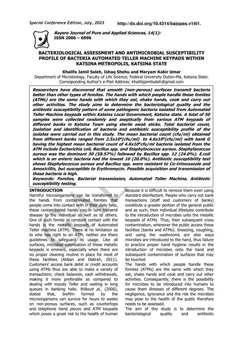 Pdf Bacteriological Assessment And Antimicrobial Susceptibility