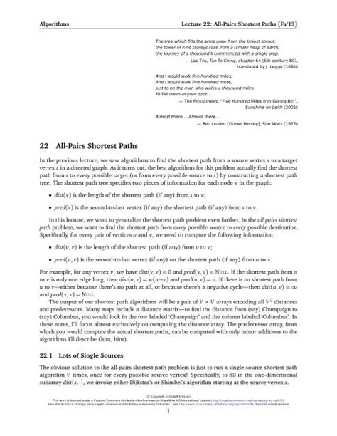 22 All Pairs Shortest Paths