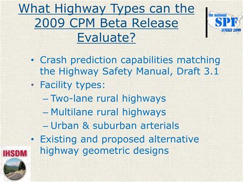 ppt role of spfs in the interactive highway safety design model