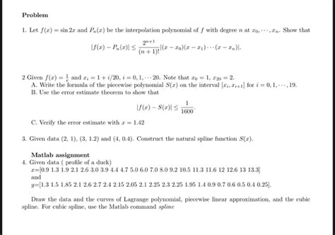 Solved Problem 1 Let F X Sin 2 And Pn X Be The Chegg Com
