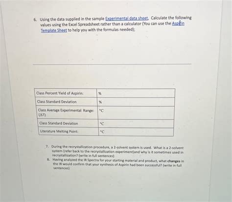 Solved 6 Using The Data Supplied In The Sample Experimental