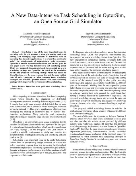 Pdf A New Data Intensive Task Scheduling In Optorsim An Open Source Grid Simulator