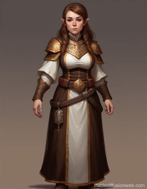 Dwarf Priest Dnd Woman Character Full Length Portrait Brown Hair
