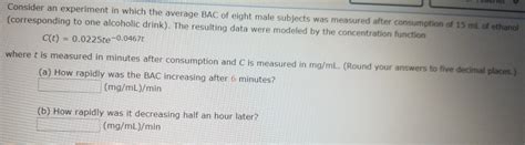 Solved Consider An Experiment In Which The Average BAC Of Chegg Com