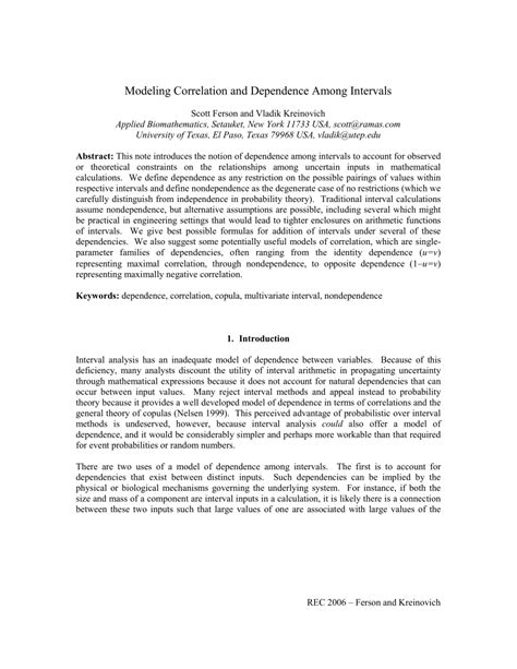 Pdf Modeling Correlation And Dependence Among Intervals
