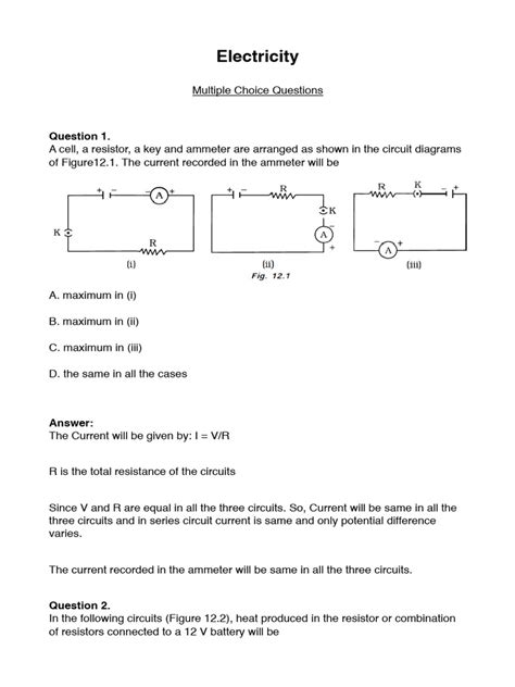 Ch12 1 Pdf Electrical Resistance And Conductance Series And Parallel Circuits