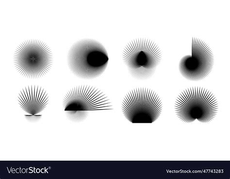 Abstract Spiky Elements Set Radial And Spiral Vector Image
