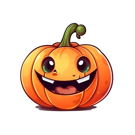 Halloween Cute Cartoon Pumpkin Character Smile Isolated On White Background Generative Ai