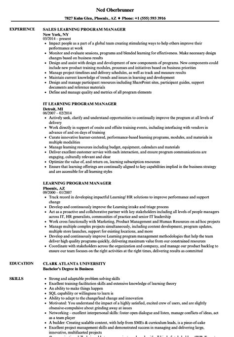 Sample Program Manager Resume