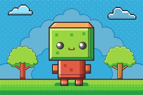 Pixels Cute Background Is Tree Premium Ai Generated Vector