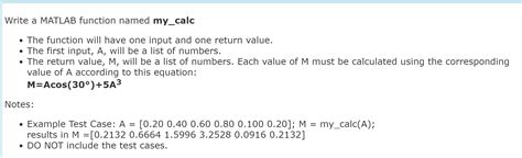 Solved Write A MATLAB Function Named My Calc The Function Chegg