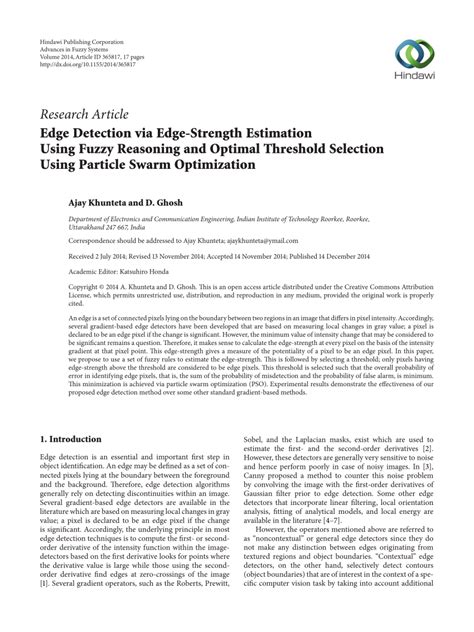 pdf edge detection via edge strength estimation using fuzzy reasoning