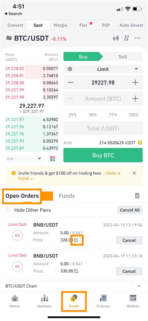 Cómo modificar una orden Limit abierta en Binance Spot Binance Support