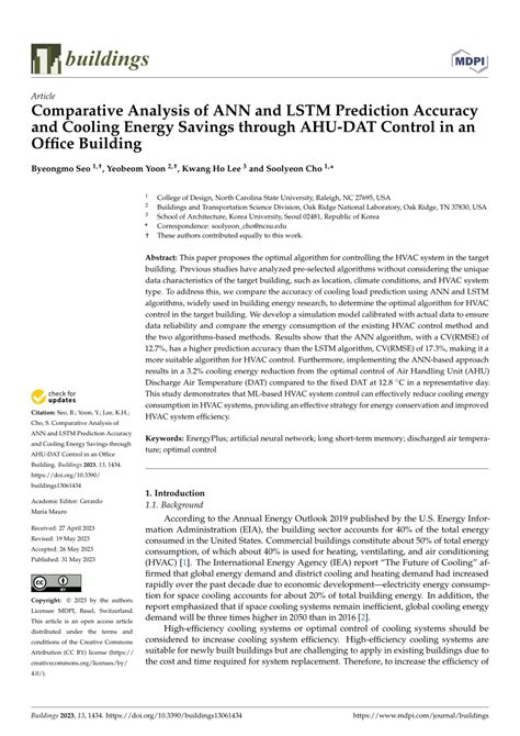 Pdf Comparative Analysis Of Ann And Lstm Prediction Accuracy And Cooling Energy Savings