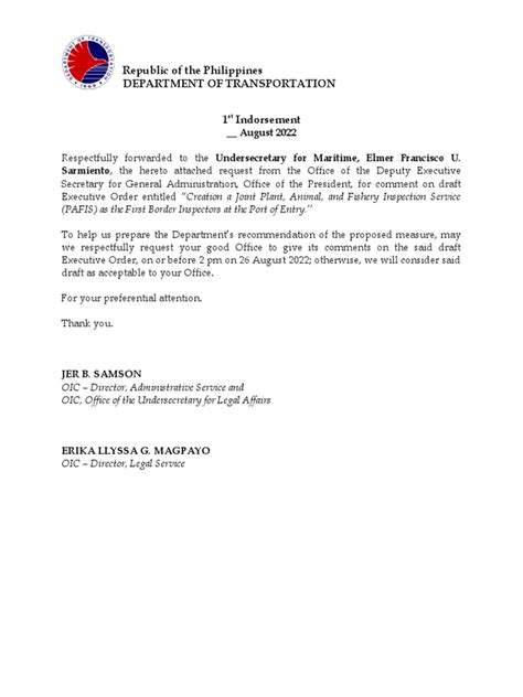 Sample Endorsement Letter Pdf