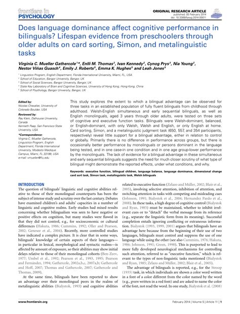 Pdf Does Language Dominance Affect Cognitive Performance In Bilinguals Lifespan Evidence From