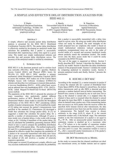 pdf a simple and effective delay distribution analysis for ieee 802 11