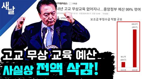 짤 고교 무상 교육 예산을 사실상 전액 삭감한 윤석열 Youtube