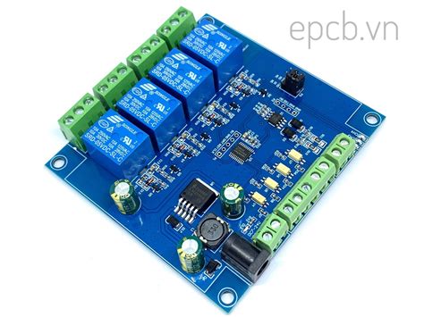 Mạch 4 Relay 4 Opto Giao Tiếp Rs485 Modbus Rtu Kết Nối Plc