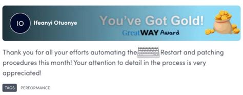 Awarded By Engineering Manger For Automating Cloud Solutions Ifeanyi
