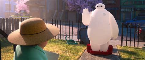 Big White Body Animation Character Baymax Waving In The Garden 4k