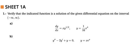 solved 1 verify that the indicated function is a solution