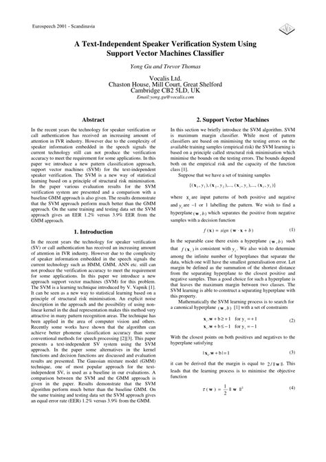Pdf A Text Independent Speaker Verification System Using Support Vector Machines Classifier
