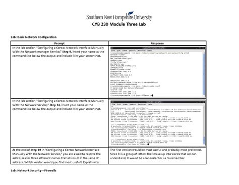 CYB Module Three Lab Network Configuration Security Insights Studocu