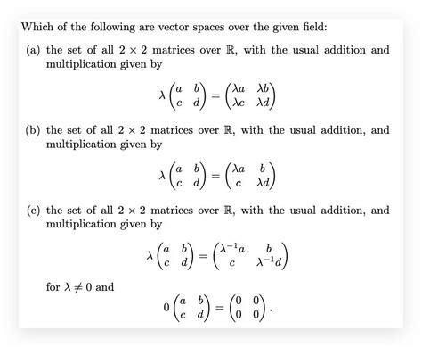 solved which of the following are vector spaces over the