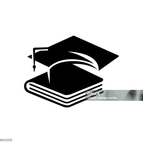 대학 졸업 모자 캠퍼스 책 그래픽 벡터 일러스트레이션이 있는 교육 로고 디자인 3차원 형태에 대한 스톡 벡터 아트 및 기타 이미지 3차원 형태 개념 검은색 Istock
